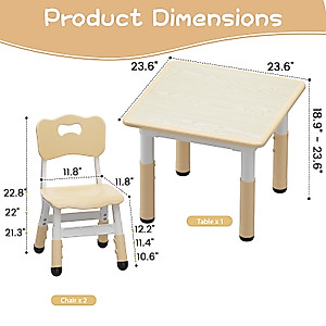 GAOMON Kids Table and 2 Chairs Set with Graffiti Desktop, Height Adjustable Toddler Table and Chairs Set, 4 in 1 Activity Table Play Table for Reading, Drawing, Playing, Eating