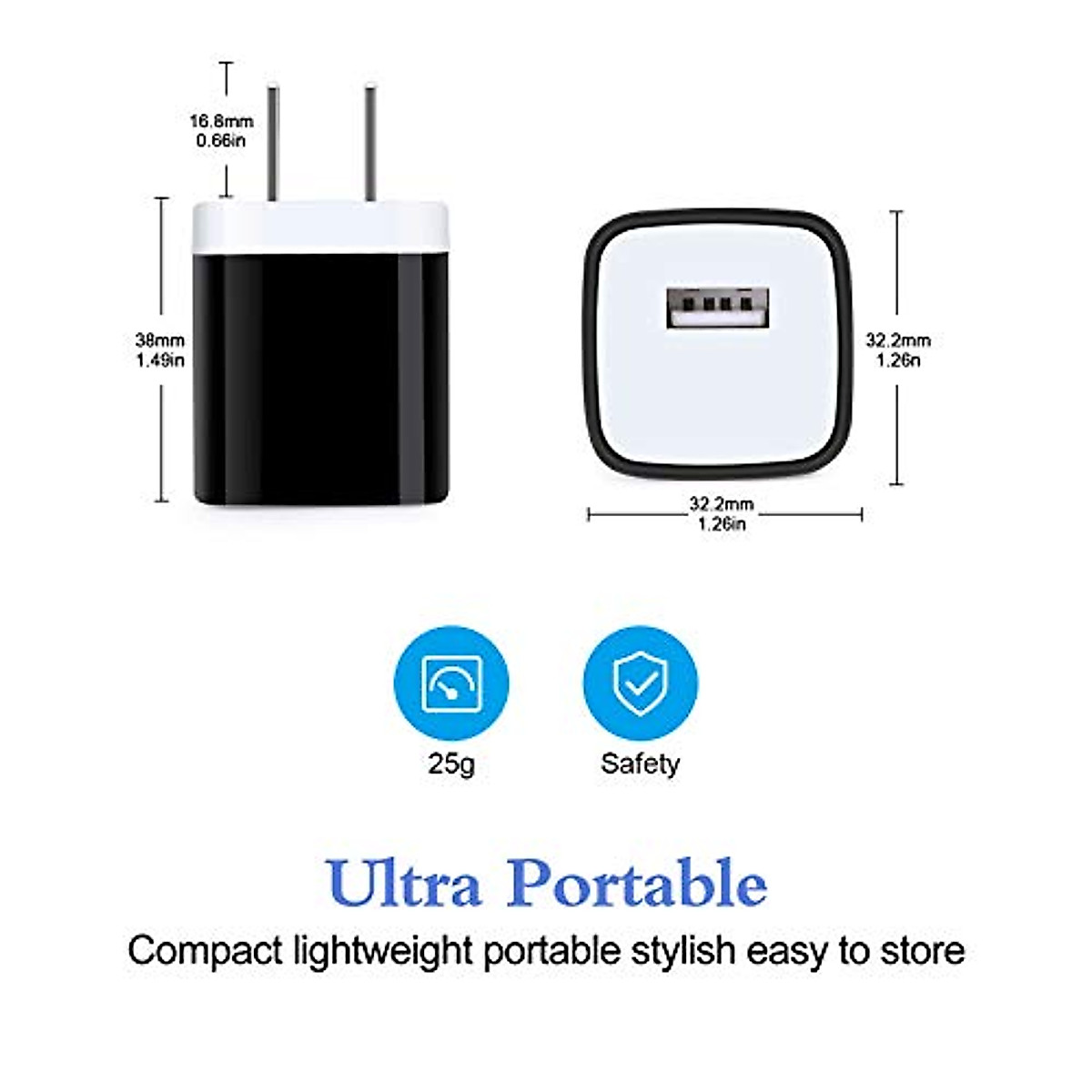 Type C Wall Charger, 5V/1A Charging Block Wall Charger Plug Cube Brick with 6ft USB C Cable Type C Charger Cable Cord for Samsung Galaxy S23 Ultra S22 Ultra 5G S22 S21 S20, Pixel 7 6 Pro 6a 5a 5 4 XL