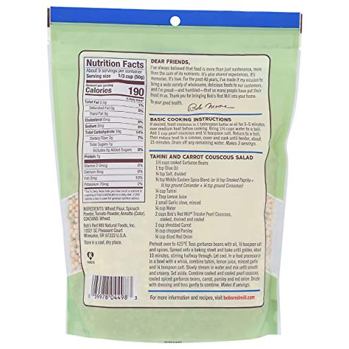 Bob's Red Mill Tri-Color Pearl Couscous, 16 Oz