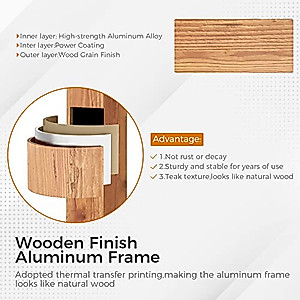 Erinnyees 12' x 12' Octagonal Hardtop Gazebo, Aluminum Frame with Wood Grain Finish, Double-layer Galvanized Steel Roof, Fully Enclosed Sidewall, Easy to Assemble