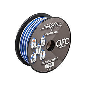Skar Audio 14 Gauge (AWG) Elite Oxygen-Free Copper Audio Speaker Wire - 30 Feet (Blue/White)