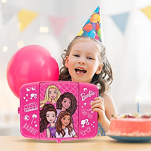 Barbie Beauty Vanity Set with Light-Up Mirror, Includes Lip Gloss, Eye Shadow, Brushes, Nail Polish, Accessories, and More! Ages 3+ Perfect for Parties, Sleepovers, and Makeovers, by Townley Girl