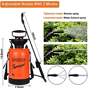 iPower 2-Pack 1.35 Gallon Lawn Garden Pump Sprayer with 2 Different Spray Patterns Adjustable Shoulder Strap, Pressure Relief Valve, 2 Pack, Multi-Purpose