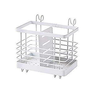 ZSQAI Hanging Spoon Chopsticks Fork Iron Storage Basket Kitchen Rack Cutlery Holder Cutlery Stand Countertop Shelf Rack Holder (Color : White)