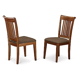 East West Furniture Dublin 5 Piece Dinette Set for 4 Includes a Round Room Table with Dropleaf and 4 Linen Fabric Upholstered Dining Chairs, 42x42 Inch, Saddle Brown