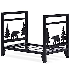 MYFIREPLACEDIRECT Firewood Rack, Heavy Duty Steel, Black, 19 x 13 x 14.8 in, Perfect for Fireplace, Stove, Fire Pit