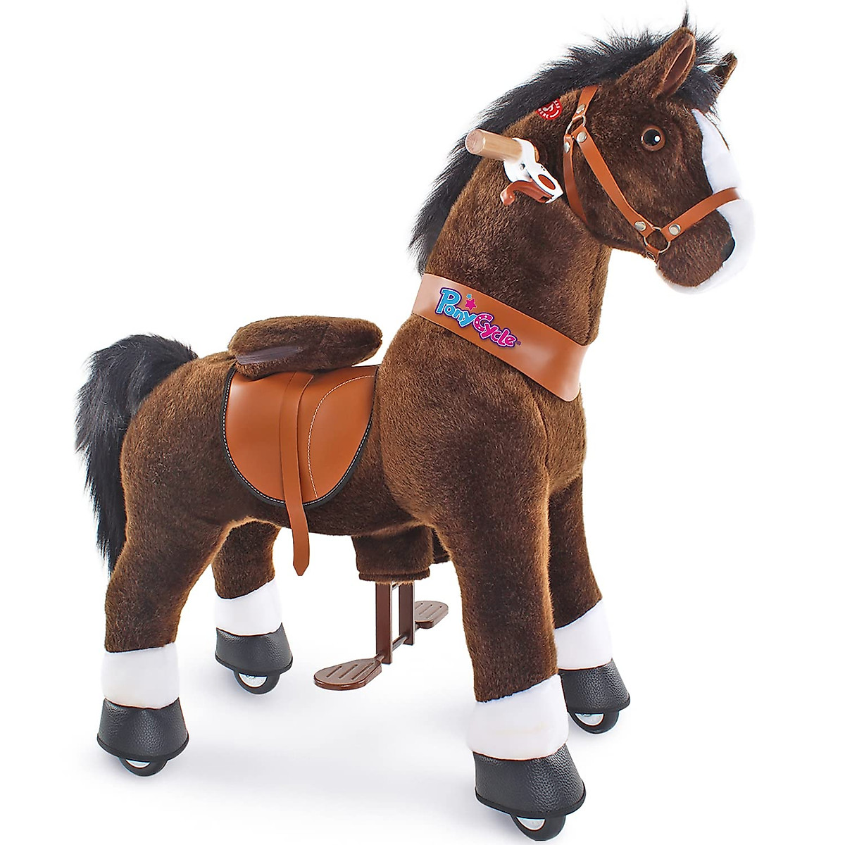 PonyCycle Horse Ride on Toy for Toddlers Boy Toys Classic Model U (with Brake/ 30" Height/Size 3 for Age 3-5) Giddy up Riding Horse Rocking Horse Rides Chocolate Brown Ux321