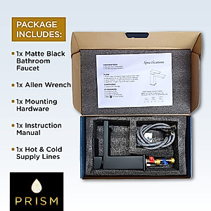 Matte Black Bathroom Faucet - Single Hole Modern Bathroom Faucet Black, Lead-Free Stainless Steel Construction, Ceramic Cartridge, cUPC Certified, ADA Single Handle Bathroom Sink Faucet Black by PRISM