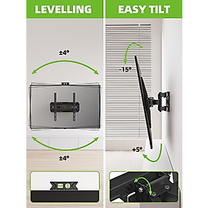 USX MOUNT Full Motion TV Wall Mount for Most 32-65 inch Flat Screen/LED/4K TVs, Swivel/Tilt TV Mount Bracket with Articulating Dual Arms Max VESA 400x400mm, Holds up to 110lbs, for 16" Wood Stud.