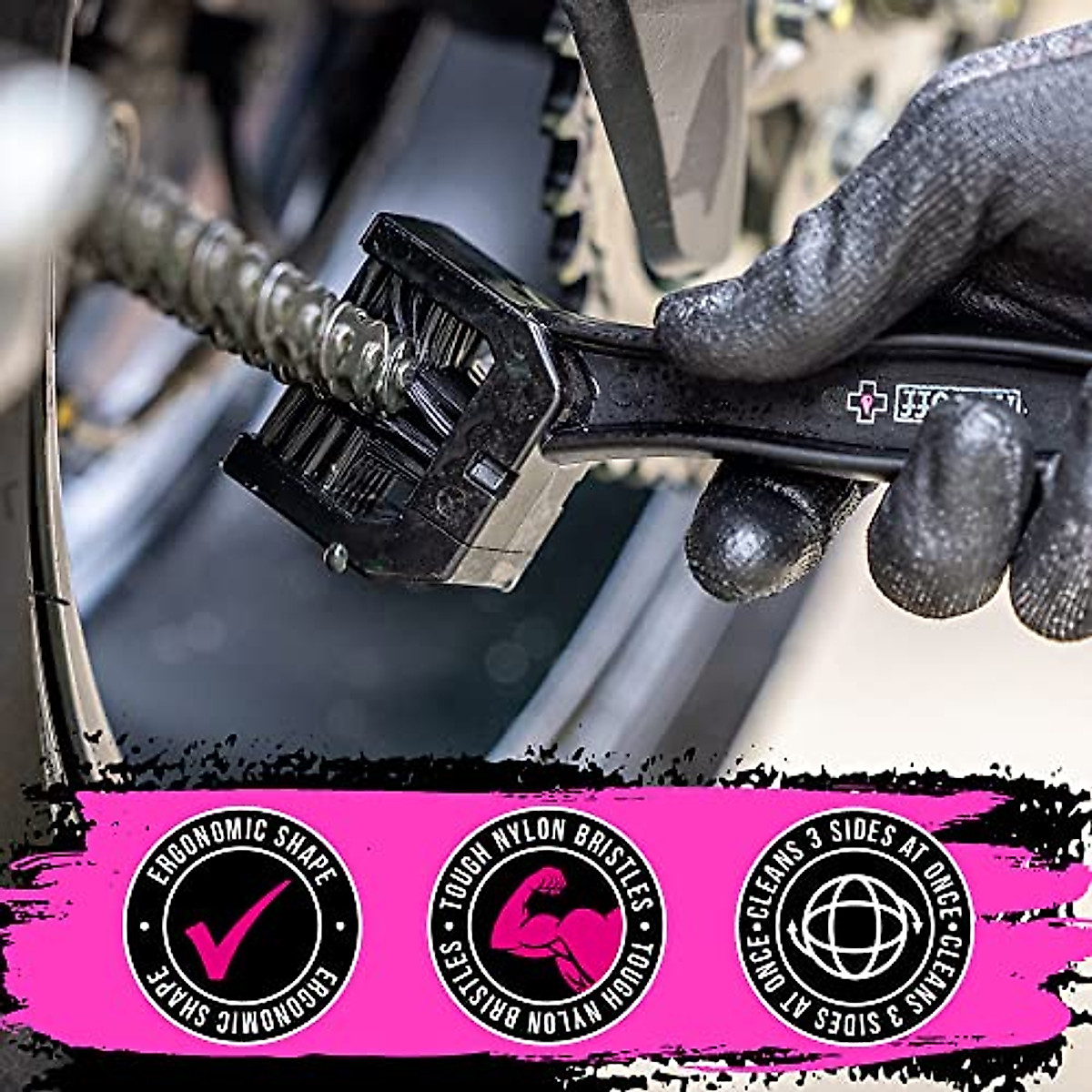 Muc-Off Motorcycle Chain Brush - Bike Cleaning Brush, Motorcycle Brushes, Bike Chain Scrubbing Brush - Bike Cleaning Brushes for Motorcycle