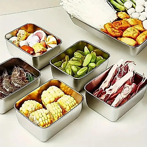 Souso 6pcs Stainless Steel Stacking Food Containers with Lids, Reusable Snack & Prep Containers for Office, sp-00018