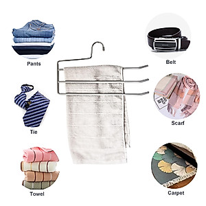 HAOYIJIA Pants Hangers 4 Pack, Multi Hangers for Pants and Jean 3 Tier Non Slip Metal Pants Hangers Space Saving, Clothes Closet Storage Organizer for Pants Jeans Skirts Tie Trousers Scarf