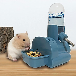 VANNON 3 in 1 Hamster Water Bottle No Drip Small Animal Water Bottle Automatic Bottle Dispenser with Food Container Base Hut and Hideout Base 4oz/120ml,Leekproof, BPA Free