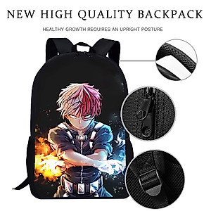 2 PCS Anime Backpack and Black Lunch Bag, Casual Laptop Bag with Adjustable Shoulder Strap Comfortable Shoulders Bookbag