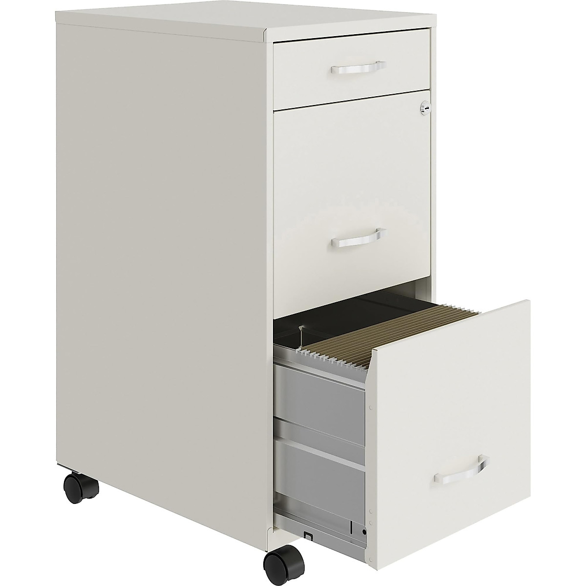 Lorell SOHO Box Mobile File Cabinet, 26.5 x 14.3 x 18 in, White