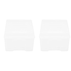 SEWACC 2 Sets 5x7 Clear Photo Storage Box Large Photo Case Picture Keeper with 12pcs Inner Boxes Classified Photos Container Greeting Card Organizer for Craft Stickers Stamps