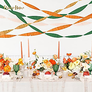 NICROHOME Little Cutie Baby Shower Decorations, 8 Rolls Orange Green Crepe Paper Streamers for Birthday Party, Summer Party, Fruit Party