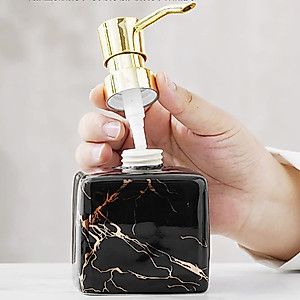 Soap Dispensers 10oz Ceramic Soap Dispenser Set of 3, Countertop Soap Pump with Tray ABS Pump Lotion Dispensers for Kitchen Bathroom Lotion Dispenser (Color : Black+White)