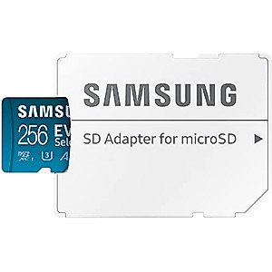SAMSUNG EVO Select Micro SD-Memory-Card + Adapter, 256GB microSDXC 130MB/s Full HD & 4K UHD, UHS-I, U3, A2, V30, Expanded Storage for Android Smartphones, Tablets, Nintendo-Switch (MB-ME256KA/AM)