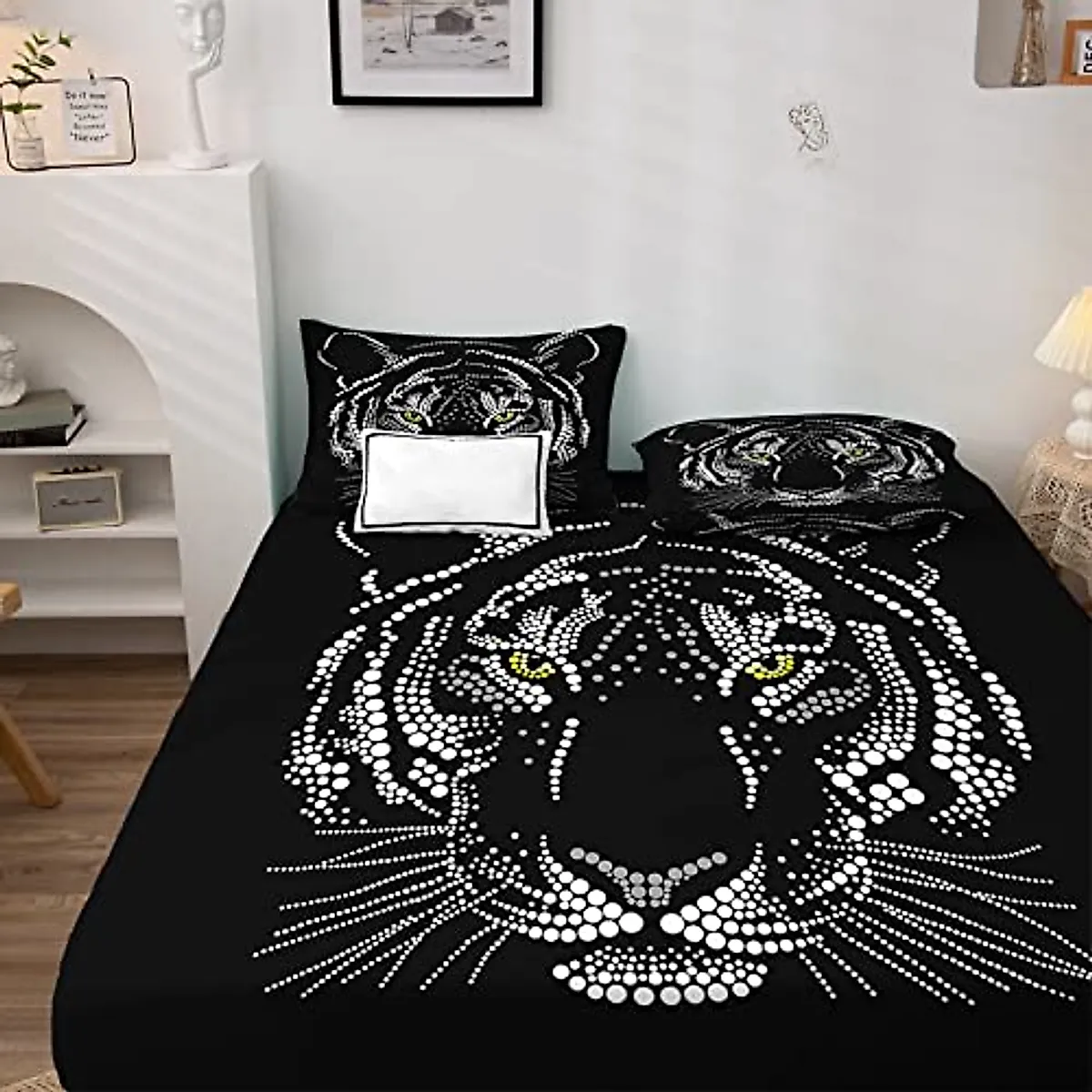 Tiger Sheets Full Size, 3D Animal Bed Sheets, Patterned Bedding Sheets & Pillowcases 4 Piece Set - Soft Microfiber Deep Pocket Fitted Sheet & Flat Sheet & 2 Pillow Cases B3-&-25