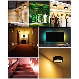 UNIWA LED Puck Lights with Remote,Under Cabinet Lights Wireless,13 Colors Changeable LED Closet Light Dimmable,AA Battery Powered Push Night Lights with Timer Function