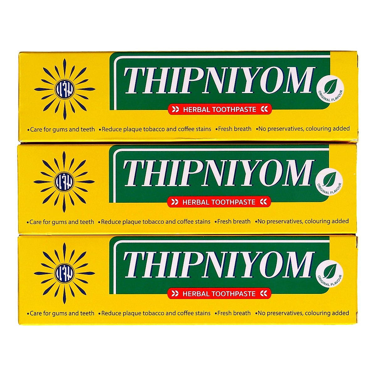 Thipniyom Thai Herbal Fluoride-Free Toothpaste 160g (3 Pack)