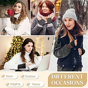 Justay Women Winter Warm Knit Fingerless Gloves Hand Crochet Thumbhole Arm Warmers Mittens