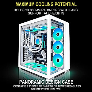 KEDIERS PC Case Pre-Install 9 ARGB Fans, ATX Mid Tower Gaming Case with Opening Tempered Glass Side Panel Door Desktop Computer Case,C590