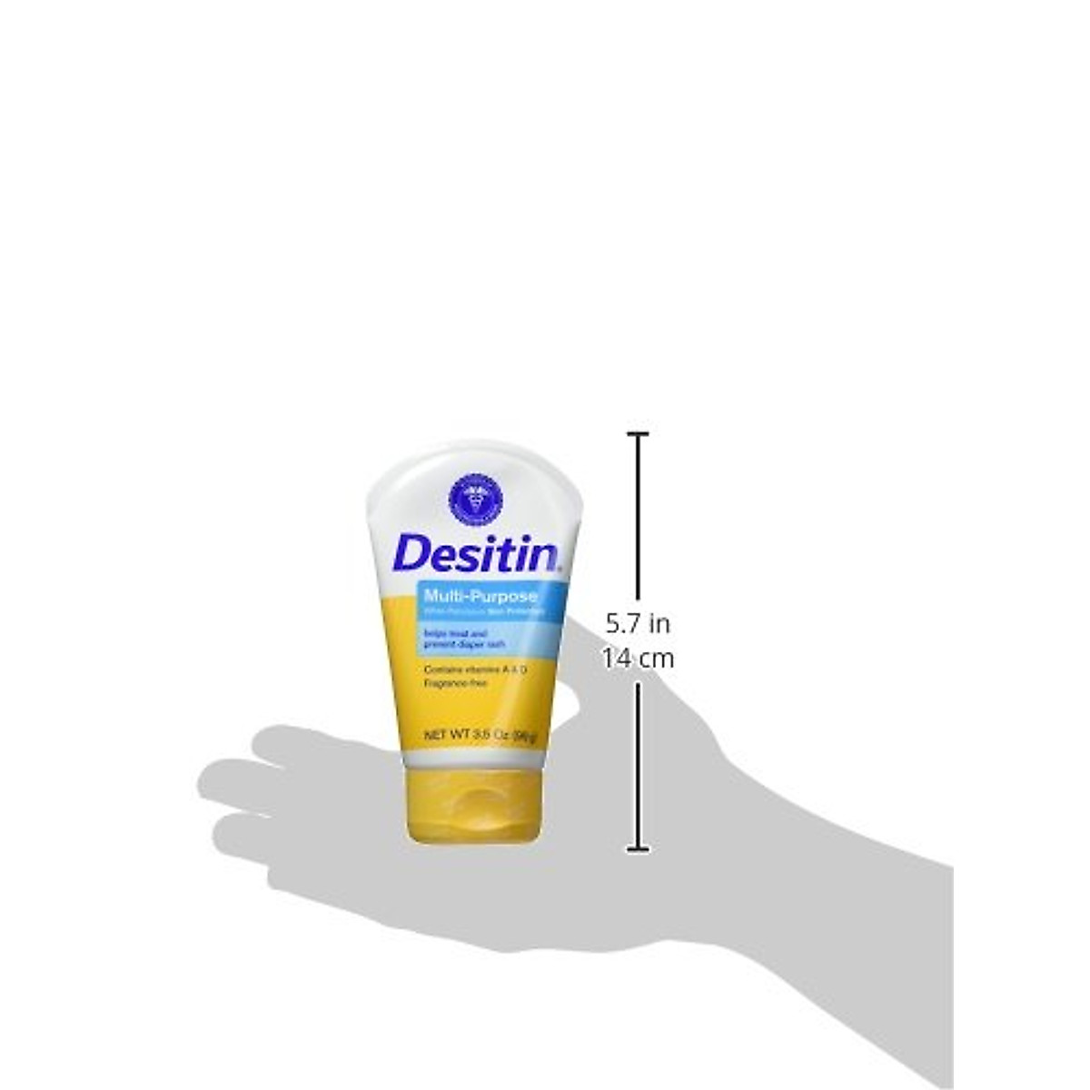 Desitin Skin Protectant and Diaper Rash Ointment Multi-Purpose with Vitamins A & D, Travel Size, 3.5. Oz Tube