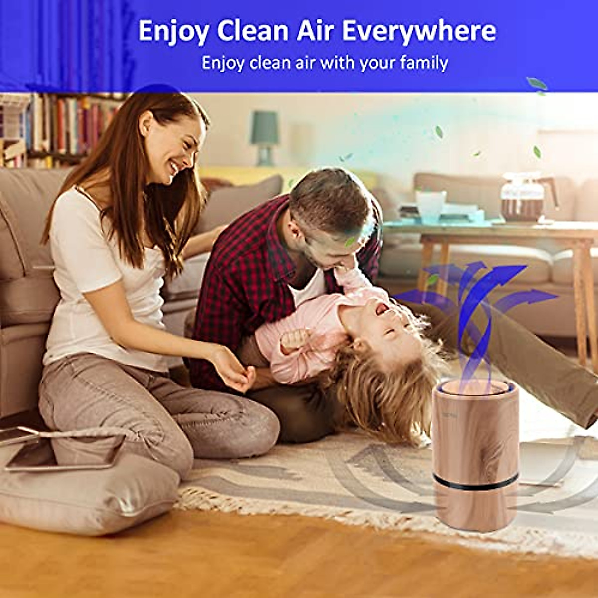 WSTA Air Purifier with Hepa Filter,Portable Small Air Purifiers for Home,Smokers,Smoke,Dust,Desktop Air Cleaner with Night Light