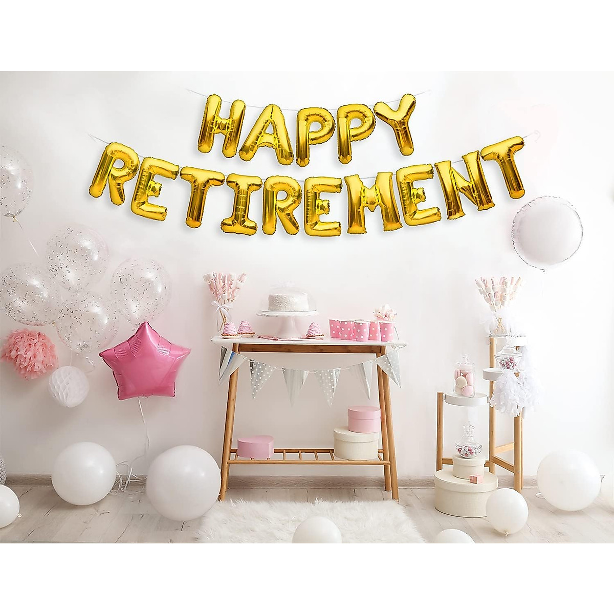 Sunny Beach Theme Retirement Party Decorations - Golden Happy Retirement Balloons & Cake Topper & Coconut Tree Balloons & Sunshine Balloons for Beach Theme Retirement Party Supplies Retired Gift Ideas