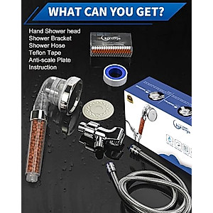 Luxsego Handheld Shower Head with 3 Modes - Removes Chlorine & Fluoride with Mineral Beads for Dry Hair & Skin