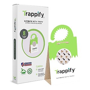 Trappify Ultimate Moth Traps: Adhesive Moth Traps for Clothes - Effective Pantry Moth Traps for Home, Kitchen, Closet, Cabinet, Storage Rooms, Cupboard | Recyclable - Easy Setup (8 Pack)