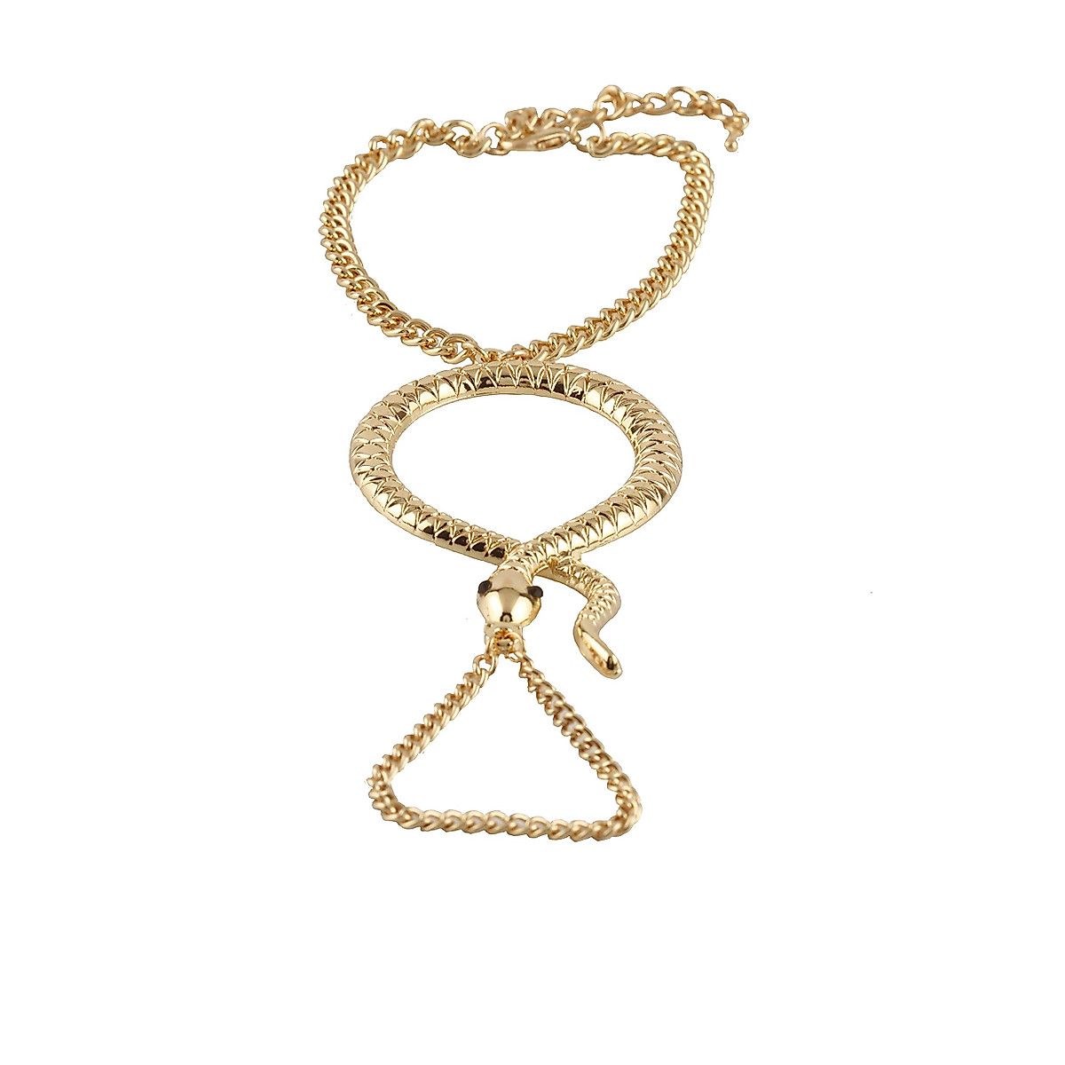 JOTW Snake Adjustable Finger Ring and Hand Chain Bracelet (Goldtone, Metal)