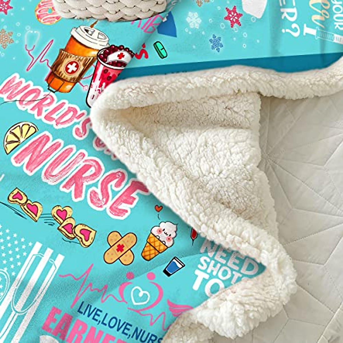 Nurse Gifts Nurse Week Gifts Throw Blanket,Nurse Gifts for Women,Nurse Appreciation Gifts,Nurse Gifts for Nursing Student Soft Fluffy Sherpa Warm Throw Blankets (H10,50"x 60")