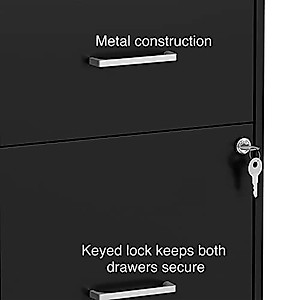 Staples 2806659 2-Drawer Vertical File Cabinet Locking Letter Black 22-Inch D (52153)