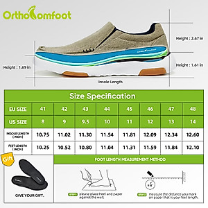 OrthoComfoot Mens Orthopedic Shoes, Diabetic Supportive Sneakers for Heel Pain/Heel Spurs, Comfortable Plantar Fasciitis Driving Shoes for Flat Feet Khaki Size 10