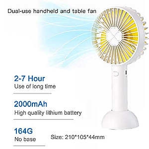 Rilitor Mini Handheld Fan Portable Hand held Fan with USB Rechargeable Battery 3 Speed Personal Desk Table Fan with Base Foldable Electric Fan for Kids Girls Woman Home Office Outdoor Travel