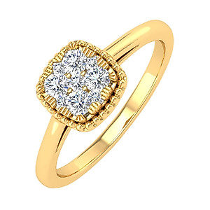 1/4 Carat Cushion Cut Diamond Ring in 10K Yellow Gold (Ring Size 8.25)