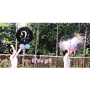 Gender Reveal Balloon with Confetti,36 Inch Black Balloons x2 Boy or Girl Gender Reveal Party Supplies with Pink and Blue Round Shape Confetti for Baby Shower Gender Reveal Decorations Kit