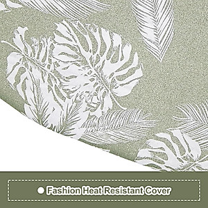 Duwee 14"x40" Heat Resistance Metallic Over The Door Ironing Board Cover Durable Thicken Felt Material Padding Elastic Cord (White Leaves)