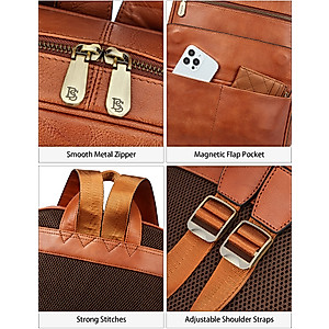 BOSTANTEN Mens Laptop Backpack Genuine Leather 15.6 inch Computer Bag Business Work Travel Daypack Vintage Large Shoulder Bag