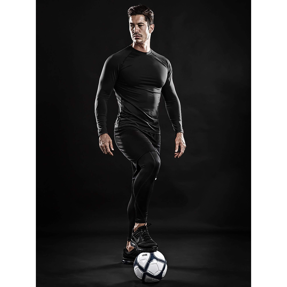 DRSKIN 3 Pack Men's Compression Shirts Top Long Sleeve Sports Baselayer Workout Running Athletic Gym (Round SBB01 3P, L)