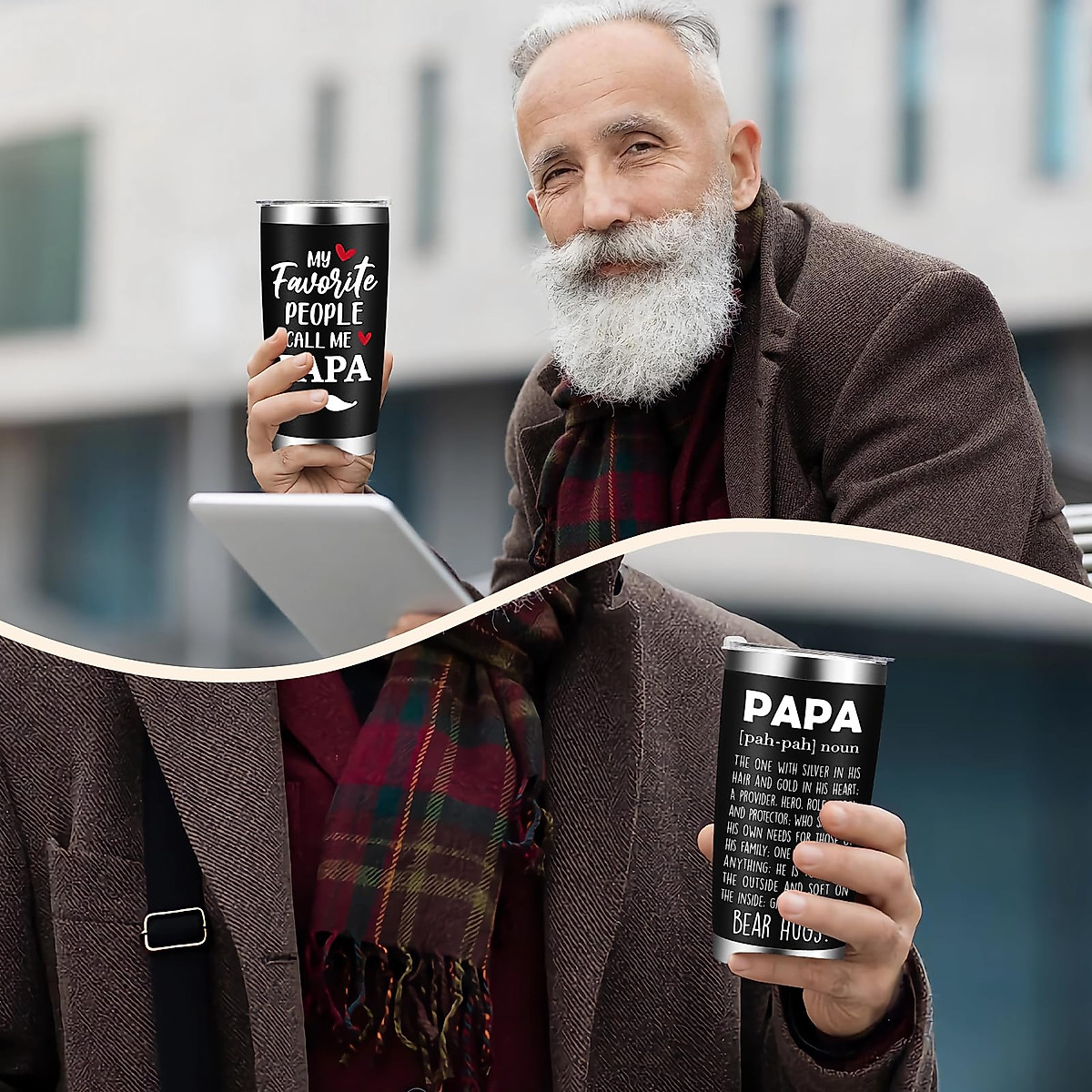 Agantree art Papa Gifts, Grandpa Gifts for Grandfather, Birthday Gifts for Dad, Papa Tumbler Father's Day Gifts for Grandpa, Papa Gifts from Grandkids, Grandchildren, Papa Definition Tumbler-Black