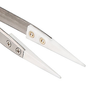 2 Pack Precision Ceramic tweezers Non-Conductive Anti-Static Highly Heat Resistant Tweezers