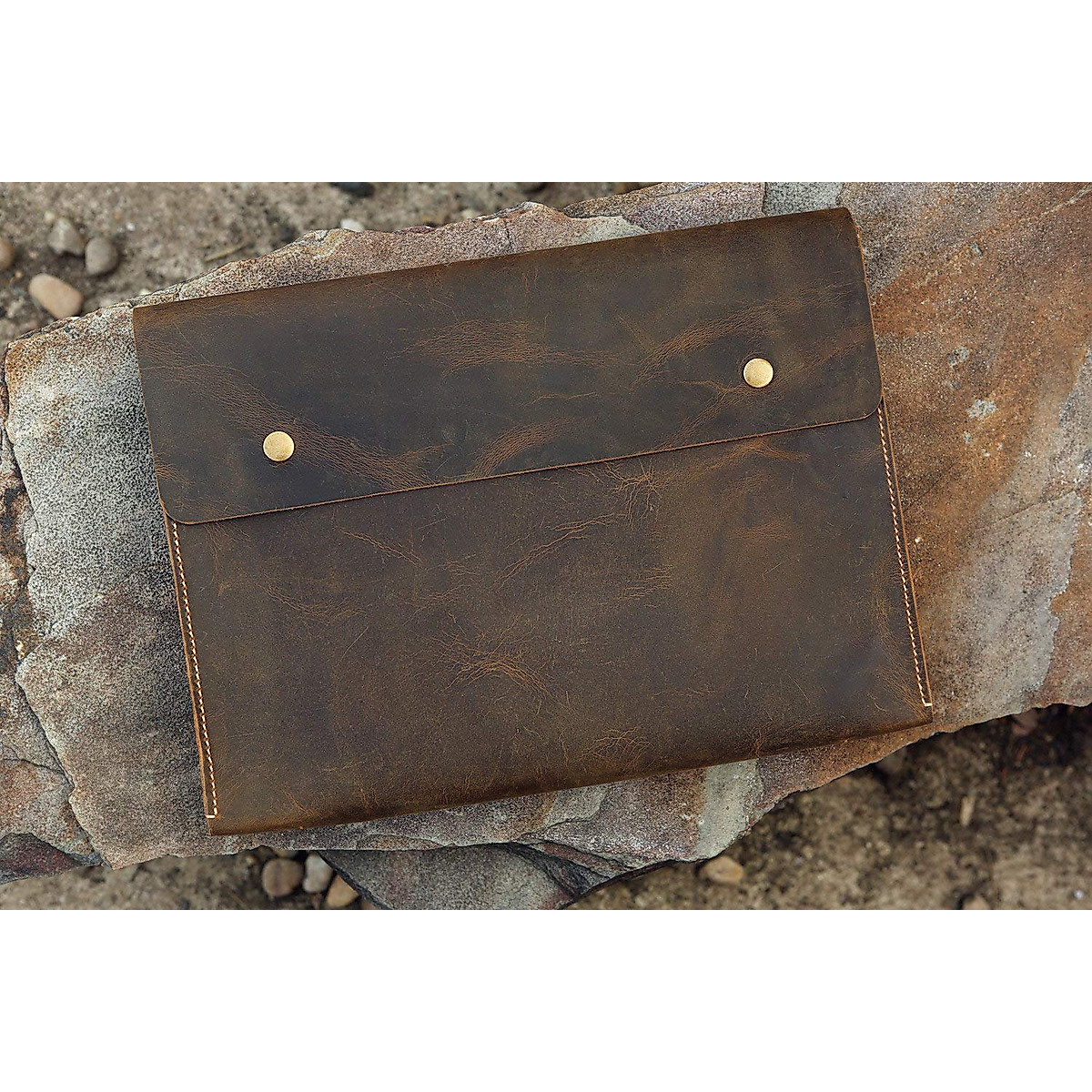 Personalized vintage leather document holder case folder,A4 / letter size leather paper file case organizer portfolio - DH05S