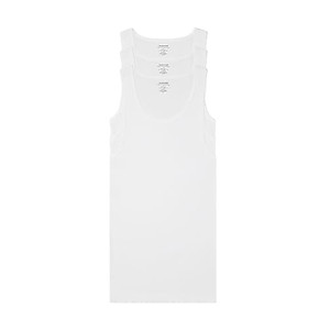 Calvin Klein mens 100% Cotton T-Shirt 3 Pack WHITE - Tank Top Medium