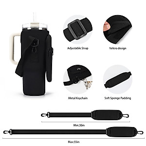 GOEWY Water Bottle Carrier Bag for Stanley 40 oz Tumbler with Phone Pocket Neoprene Water Bottle Holder with Shoulder & Handheld Strap Stanley Cup Accessories