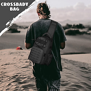 CamGo Tactical Sling Backpack Fly Fishing Tackle Bag Unisex MOLLE Casual Daypack for Fishing Hunting Hiking Travel