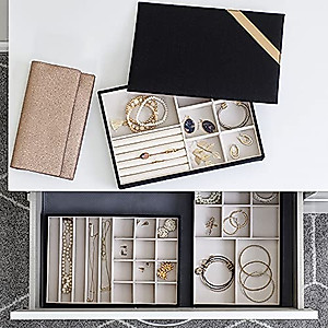 Household Essentials Black Jewelry Organizer Stacking Boxes with Removable Lid